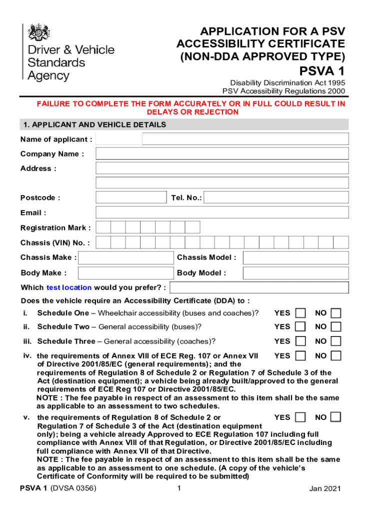 Fillable Online APPLICATION FOR A PSV Fax Email Print - pdfFiller