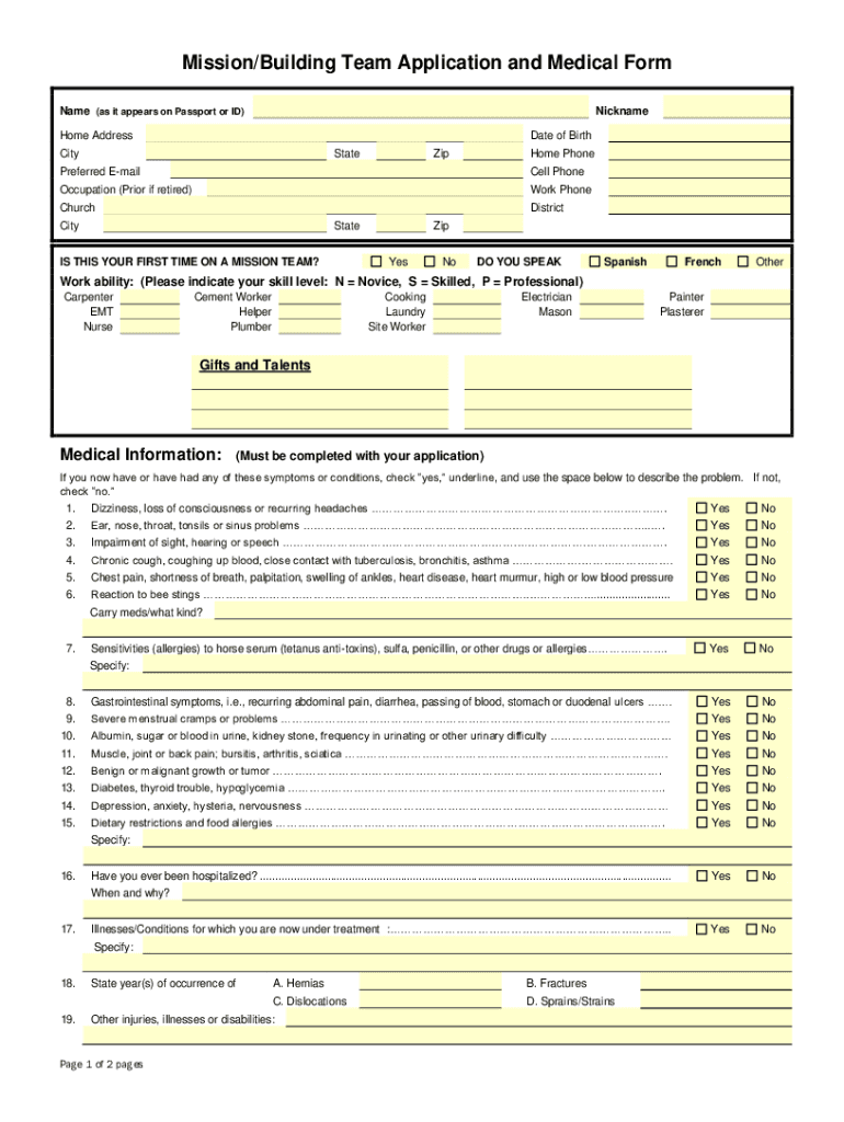 Fillable Online WNCC Building Team Medical Form Fax Email Print - pdfFiller