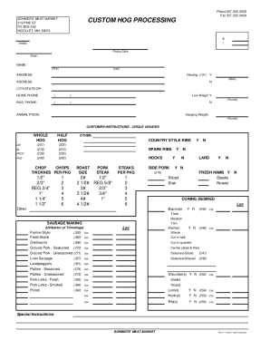 Fillable Online Forms - Custom Hog Processing.xls Fax Email Print ...