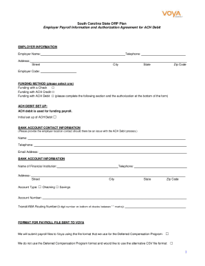 Fillable Online Voya payroll information and ACH authorization Fax ...