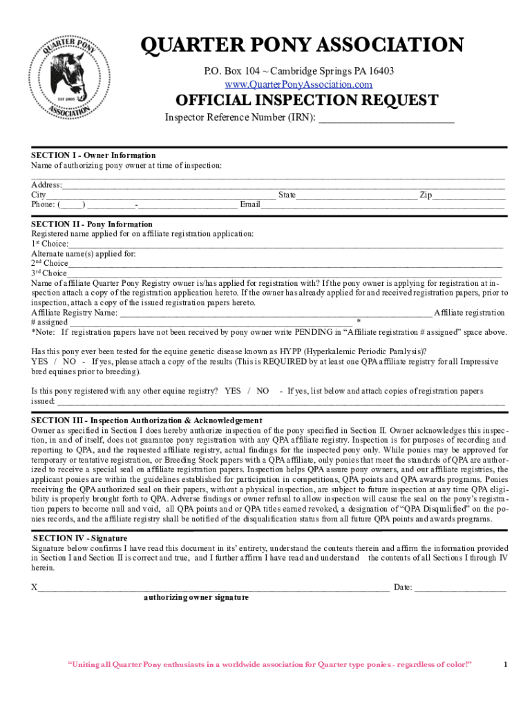 Fillable Online QPA Inspection Form Fax Email Print - pdfFiller