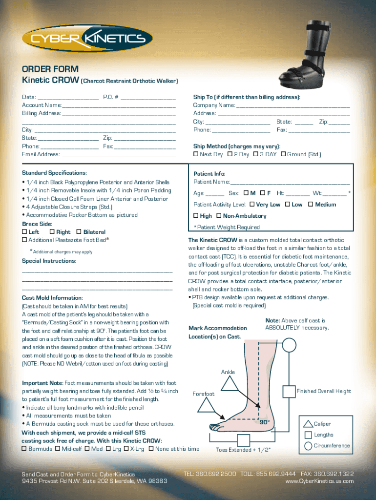 Fillable Online Fillable Online ORDER FORM Kinetic CROW - Integrated ...