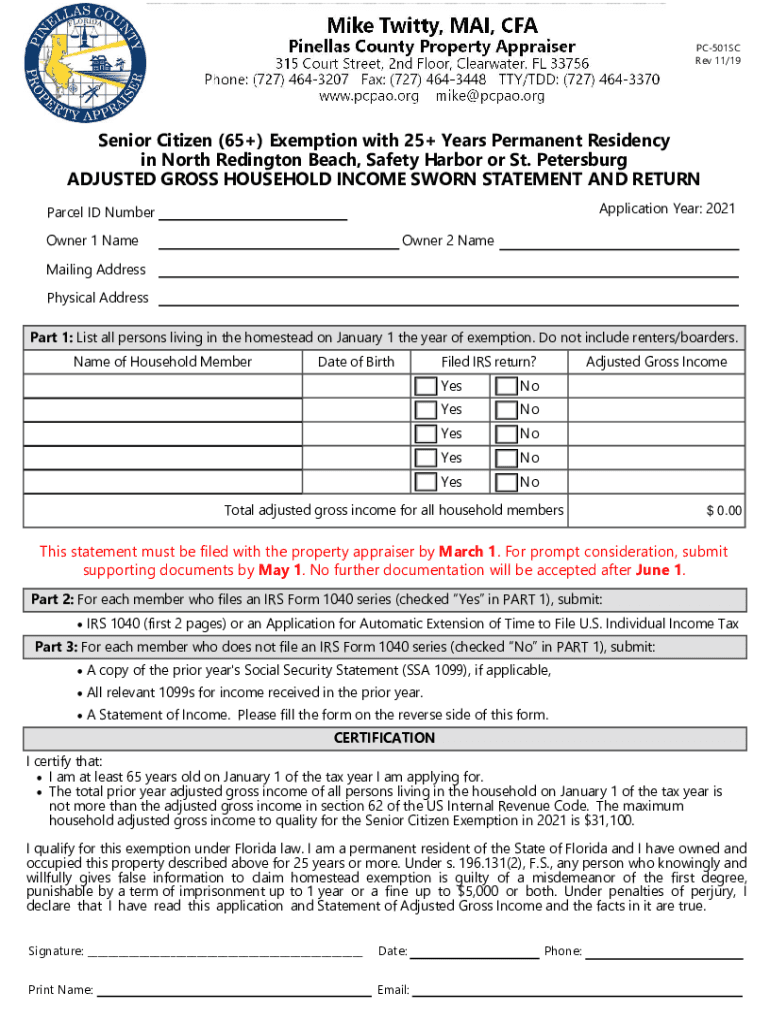 Fillable Online PDF Senior Exemption 25+ Year Residency Application ...