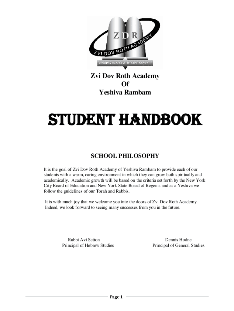 Fillable Online Zvi Dov Roth Academy of Yeshiva Rambam Fax Email Print ...