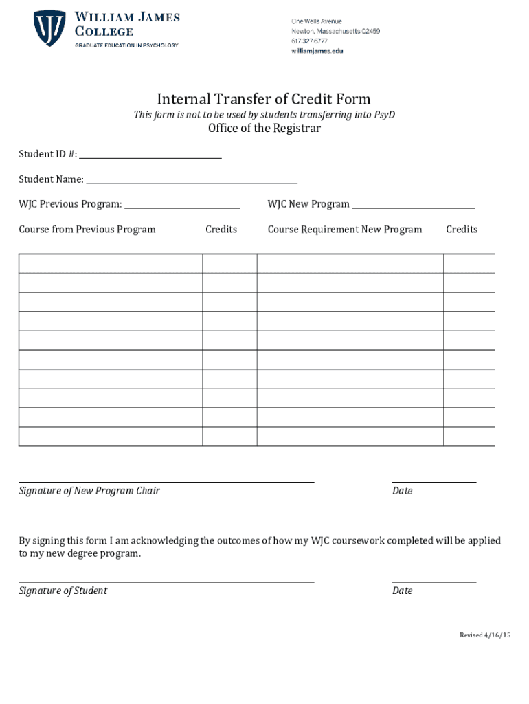 Fillable Online download williamjames Internal Program Transfer Form ...