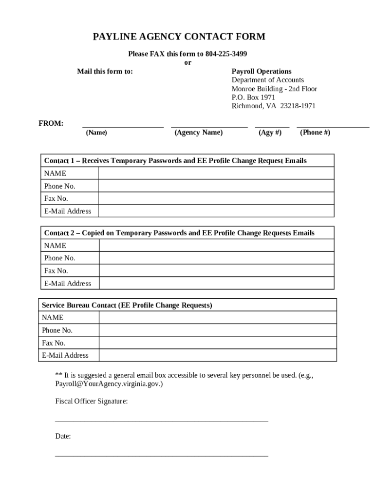 Payline Agency Contact . Payline Agency Contact Doc Template | pdfFiller