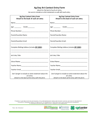 Fillable Online Ag Day Art Contest Entry Form Fax Email Print - pdfFiller