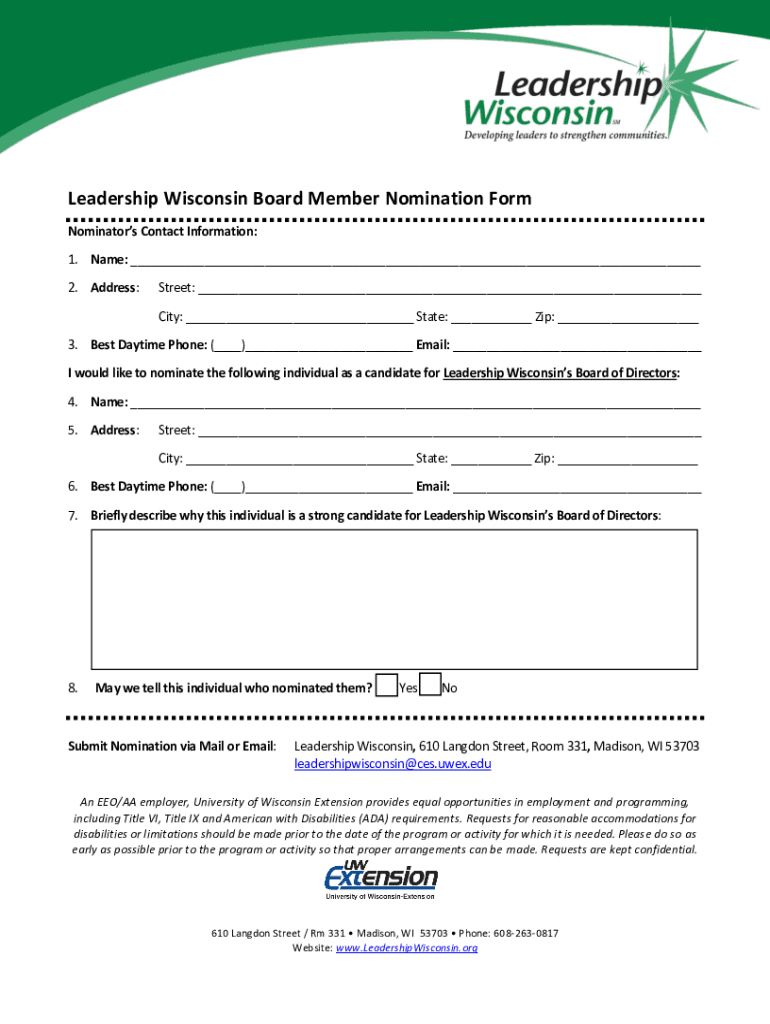 Fillable Online Prospective Board Member Statement of Interest ...