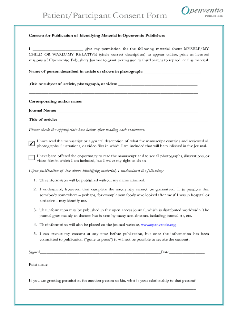 Fillable Online USAFP Patient Consent FormUSAFP Research Competition ...