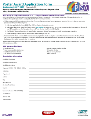 Fillable Online Poster Award Application Form Fax Email Print - pdfFiller