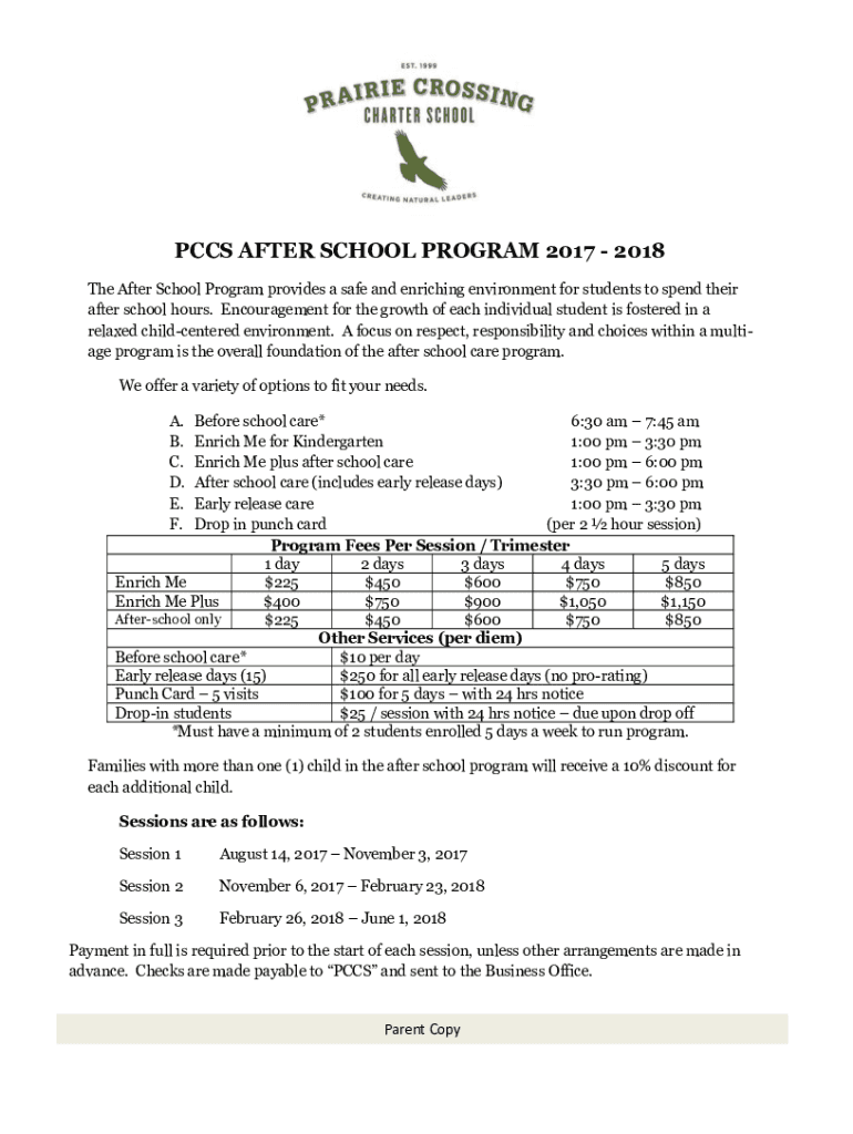 Fillable Online The After School Program provides a safe and enriching ...