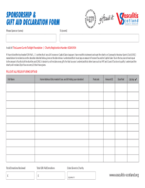 Fillable Online SPONSORSHIP & GIFT AID DECLARATION FORM - Lauren ...