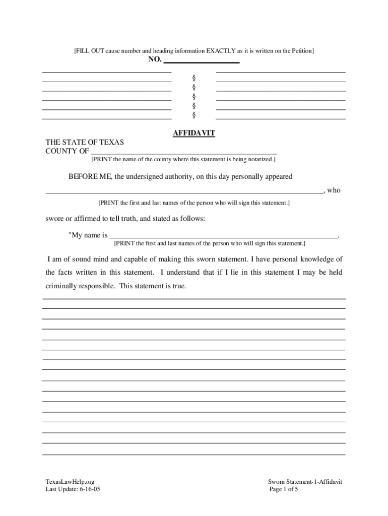 Fillable Online General Affidavit- Information, Instructions, and a ...
