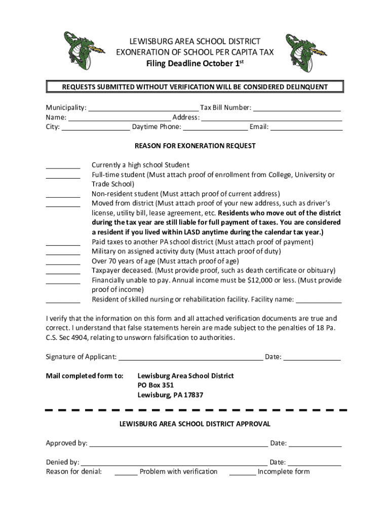 Fillable Online Exoneration Request Form Fax Email Print - pdfFiller
