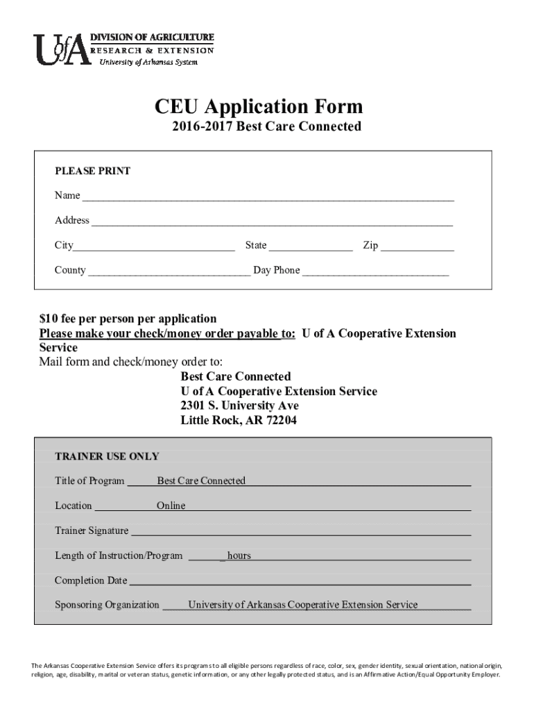 Fillable Online Continuing Education Unit (CEU) Application Form Fax Email Print - pdfFiller