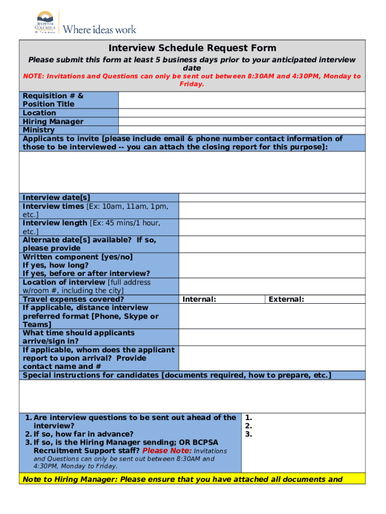 Interview Schedule Re Interviews Doc Template PdfFiller