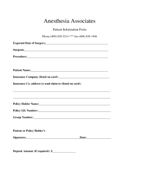 Fillable Online Patient Forms - Anesthesia Associates of East Alabama ...