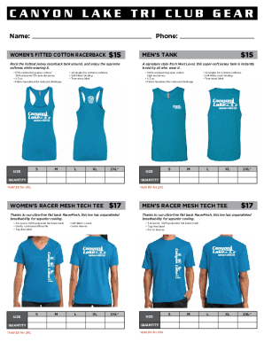 Fillable Online CANYON LAKE TRI CLUB GEAR Fax Email Print - pdfFiller