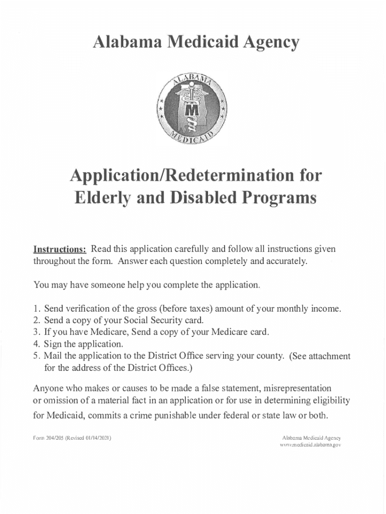 Fillable Online medicaid alabama Form 204/205 Fax Email Print - pdfFiller