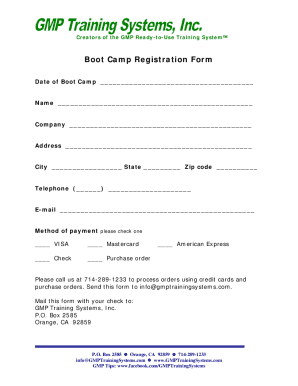 Fillable Online Boot Camp registration form.doc Fax Email Print - pdfFiller
