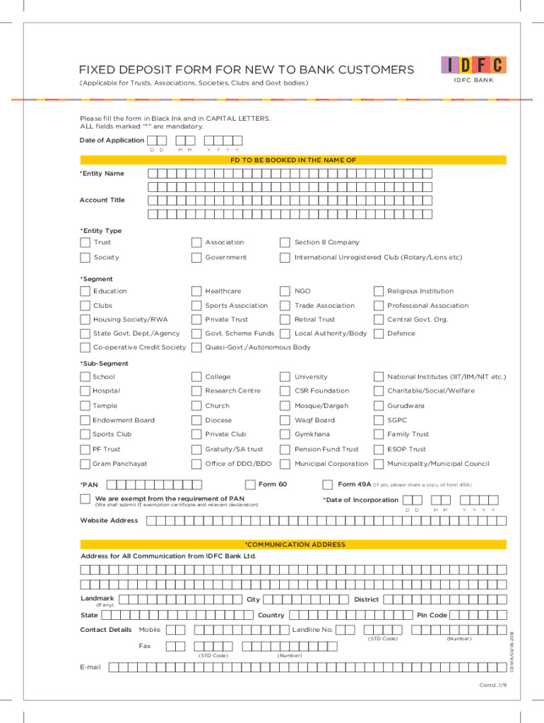 Fillable Online STANDALONE FIXED DEPOSIT APPLICATION FORM ... Fax Email ...