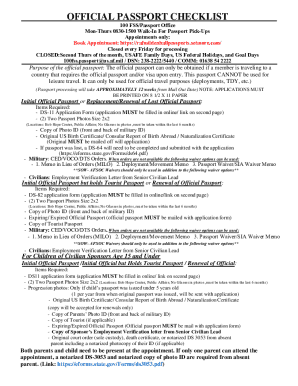 Fillable Online OFFICIAL PASSPORT CHECKLIST Fax Email Print - pdfFiller