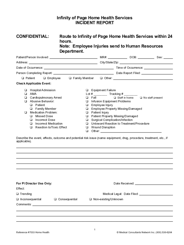 Fillable Online 7033 - Incident Report Form1 Fax Email Print - pdfFiller