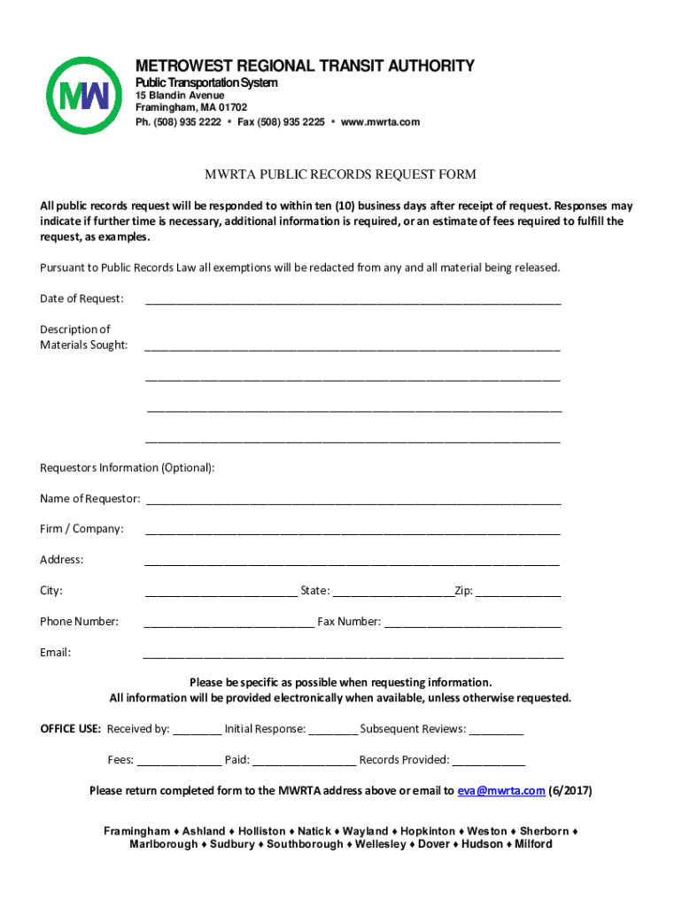 Fillable Online Senior and Disabled :: MWRTA - MetroWest Regional ...