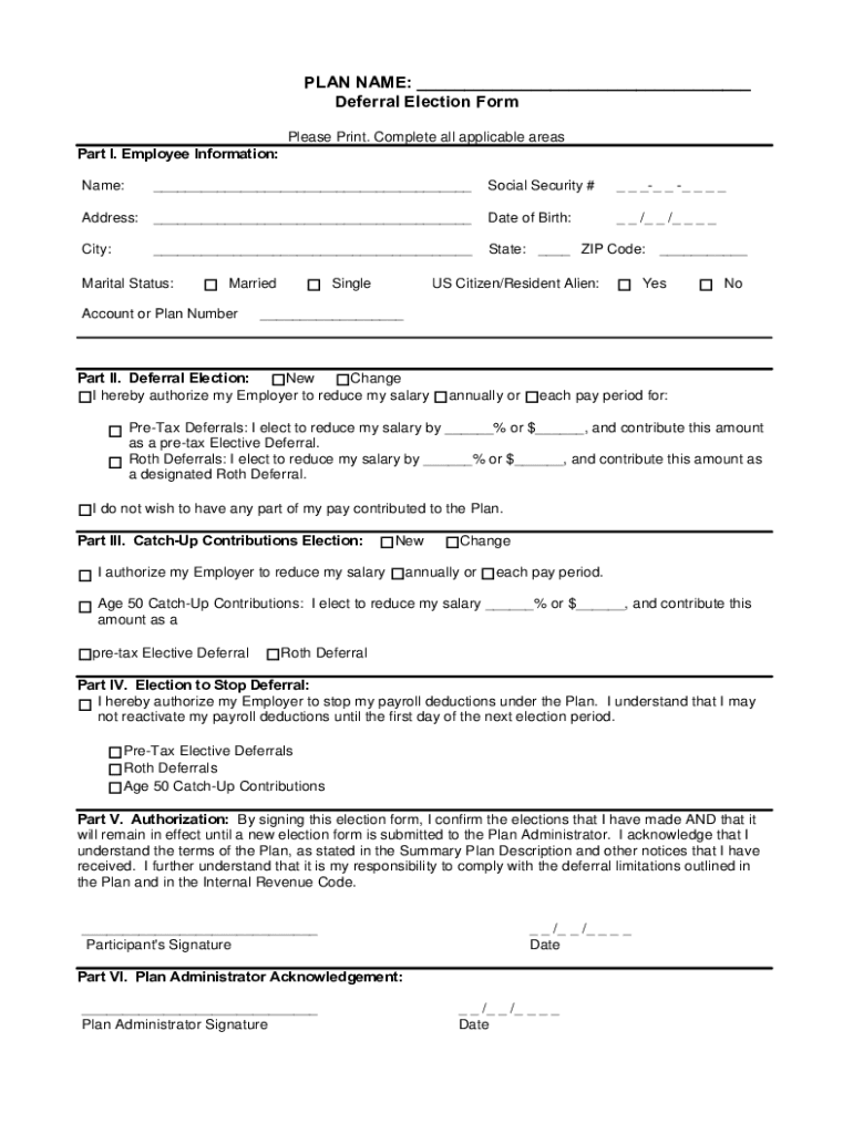 Fillable Online DOC 401(k) Salary Deferral Election Form Fax Email ...