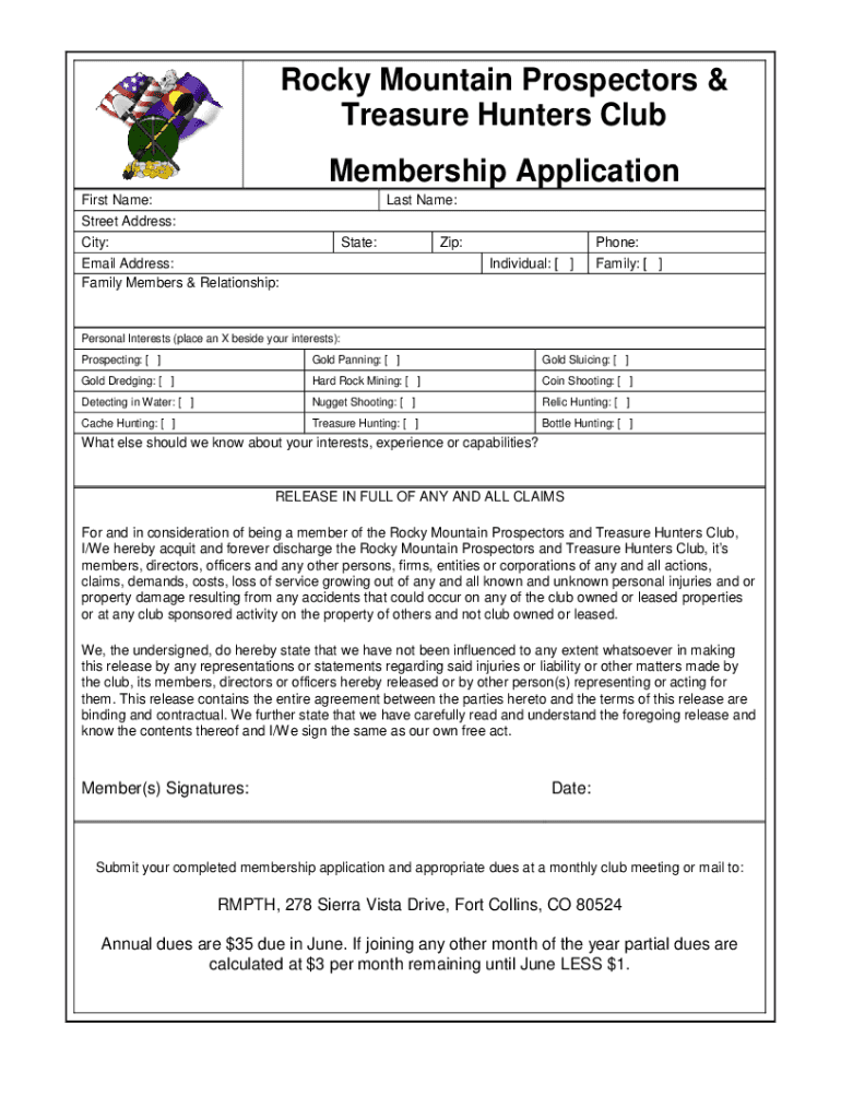 Fillable Online rocky mountain prospectors Fax Email Print - pdfFiller