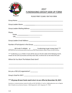Fillable Online FUNDRAISING GROUP SIGN UP FORM Fax Email Print - pdfFiller