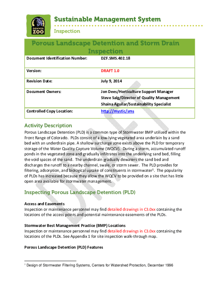 Fillable Online Porous Landscape Detention and Storm Drain Inspection ...