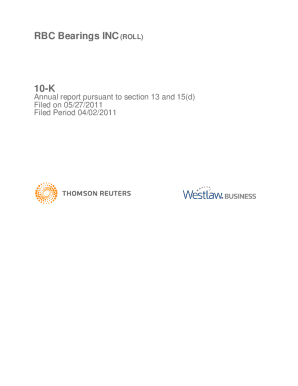 Fillable Online PDF RBC Bearings INC(ROLL) 10-K - Annual Reports Fax Email Print - pdfFiller