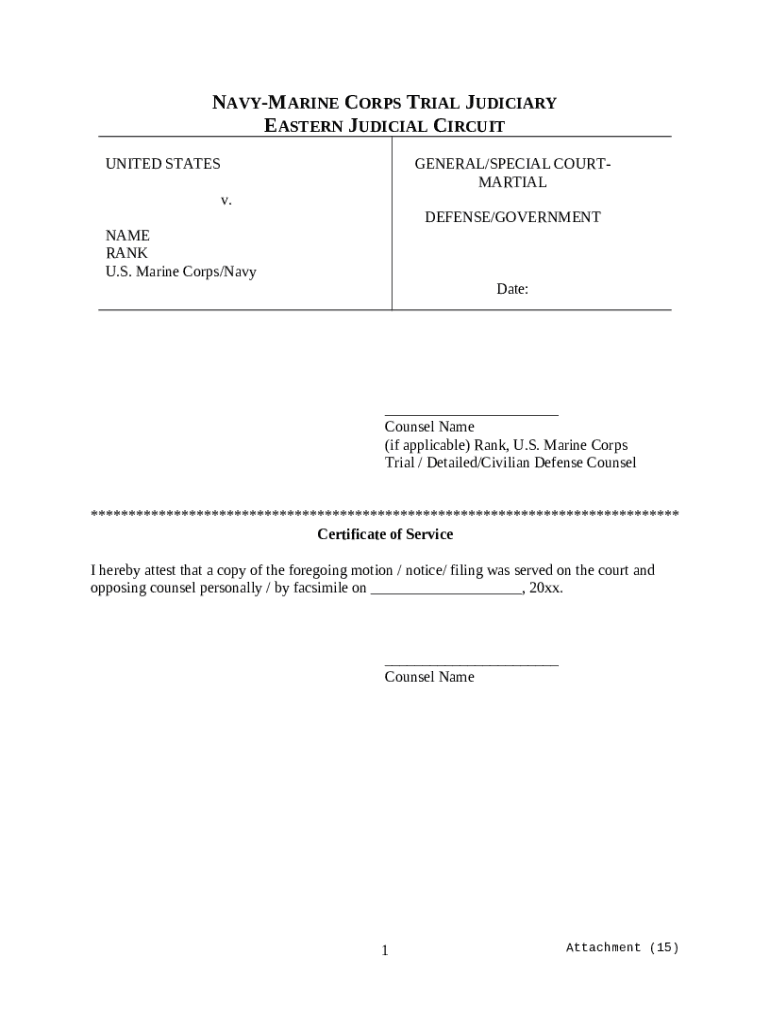 NAVY-MARINE CORPS TRIAL JUDICIARY EASTERN JUDICIAL CIRCUIT Doc Template ...