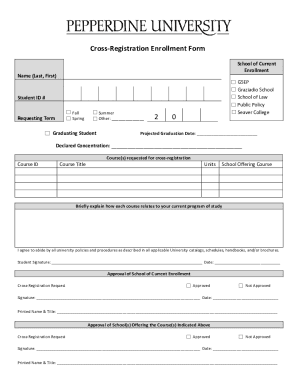 Fillable Online community pepperdine Cross-Registration Enrollment Form ...