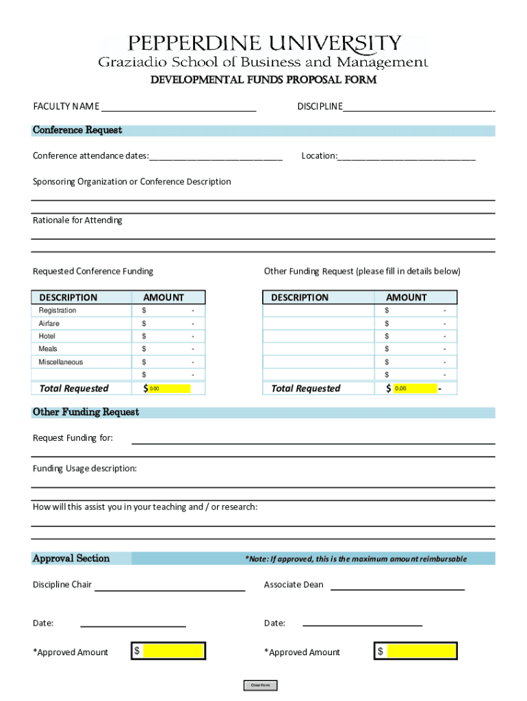 Fillable Online community pepperdine Dev Proposal Revised Form.xlsx Fax Email Print - pdfFiller