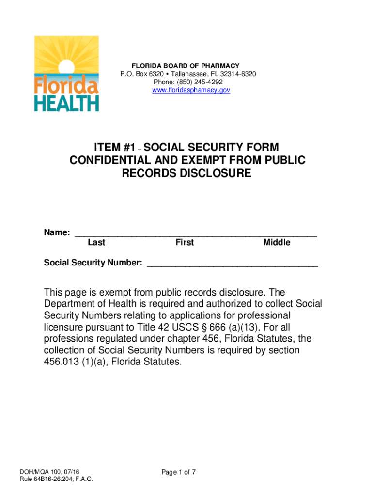 Fillable Online ITEM #1 SOCIAL SECURITY FORM Fax Email Print - pdfFiller