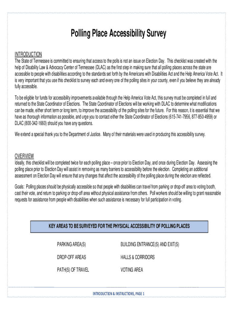Fillable Online Polling Place Accessibility Survey Fax Email Print ...