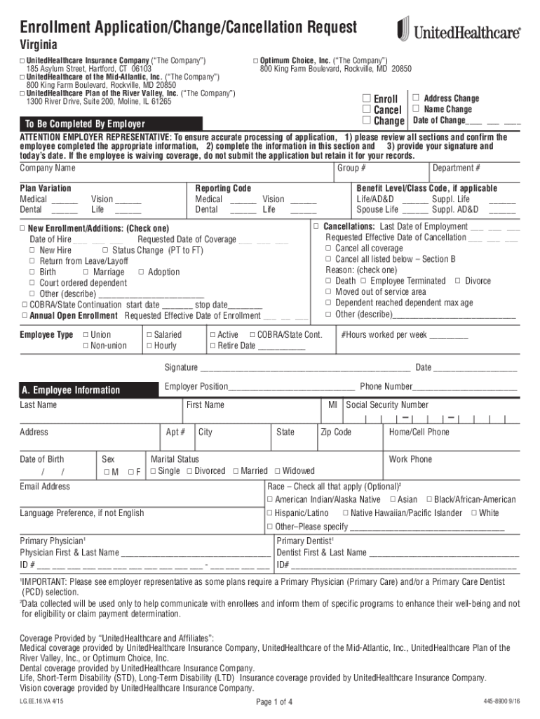 Fillable Online Employee Enrollment Form - Health Insurance Agency ...