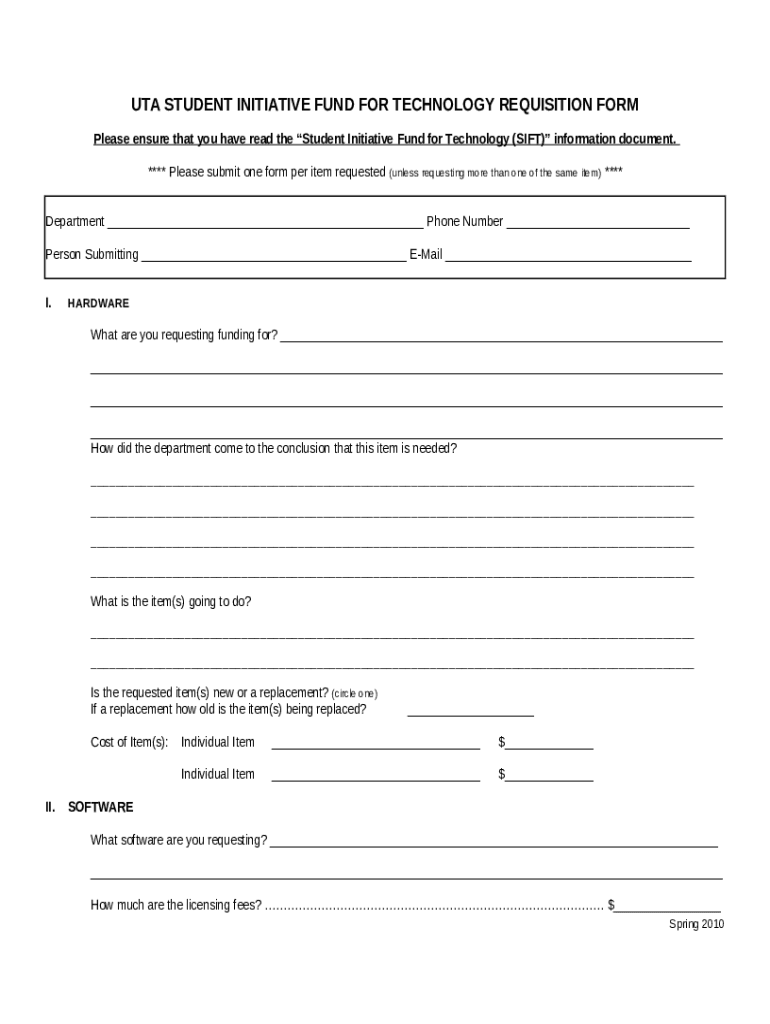 UTA STUDENT ORGANIZATION FUNDING REQUEST Doc Template | pdfFiller