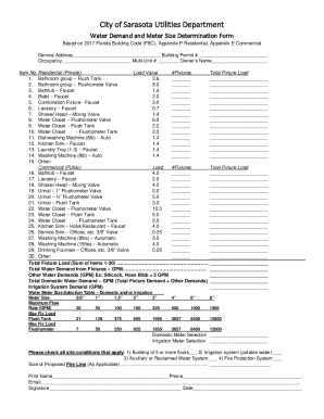 Fillable Online Water Demand and Meter Size Determination Form Fax ...