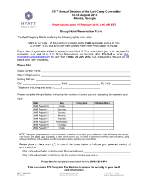 Fillable Online Group Hotel Reservation Form Fax Email Print - pdfFiller