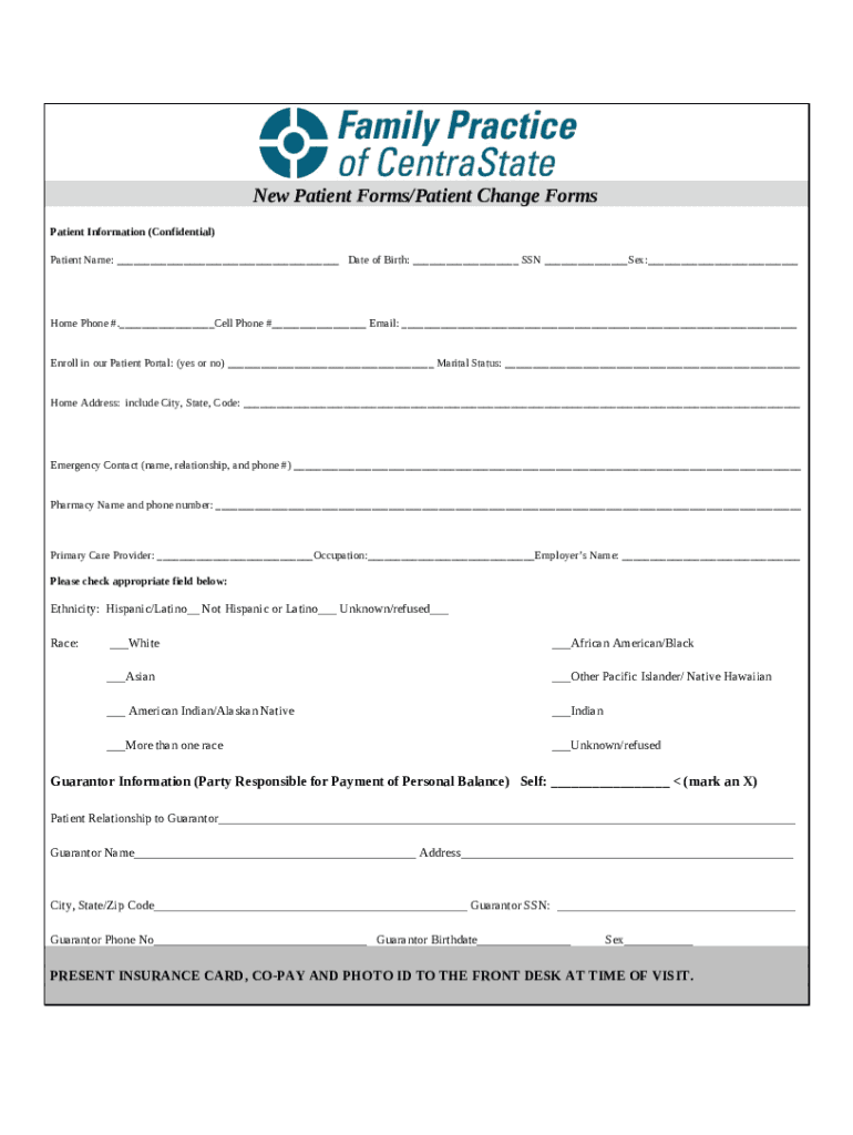 New Patient s/Patient Change s Doc Template | pdfFiller