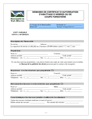 Remplissable En Ligne demande de certificat - abattage d'arbres ou coupe for.doc Faxer Email ...