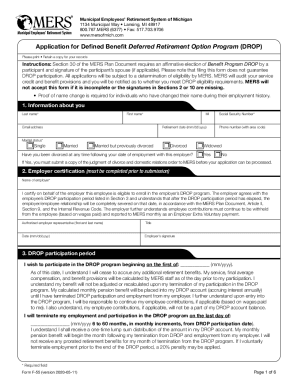Fillable Online Defined Benefit DROP Distribution Request Form Fax ...