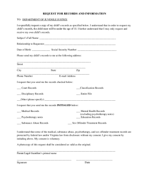 Fillable Online REQUEST FOR RECORDS AND INFORMATION Fax Email Print ...