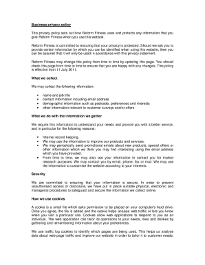 Sample Privacy Policy For Website | pdfFiller