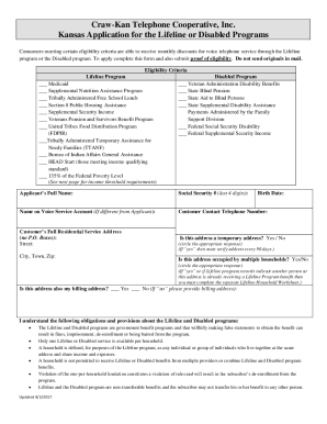 Fillable Online Kansas Application for the Lifeline or Disabled ...
