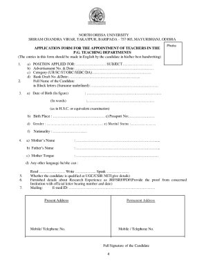 Fillable Online nou nic North Odisha University - Welcome To North Orissa University Fax Email ...