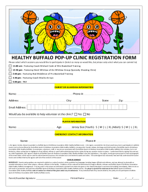 Fillable Online POP UP CLINIC REGISTRATION FORM Fax Email Print - pdfFiller